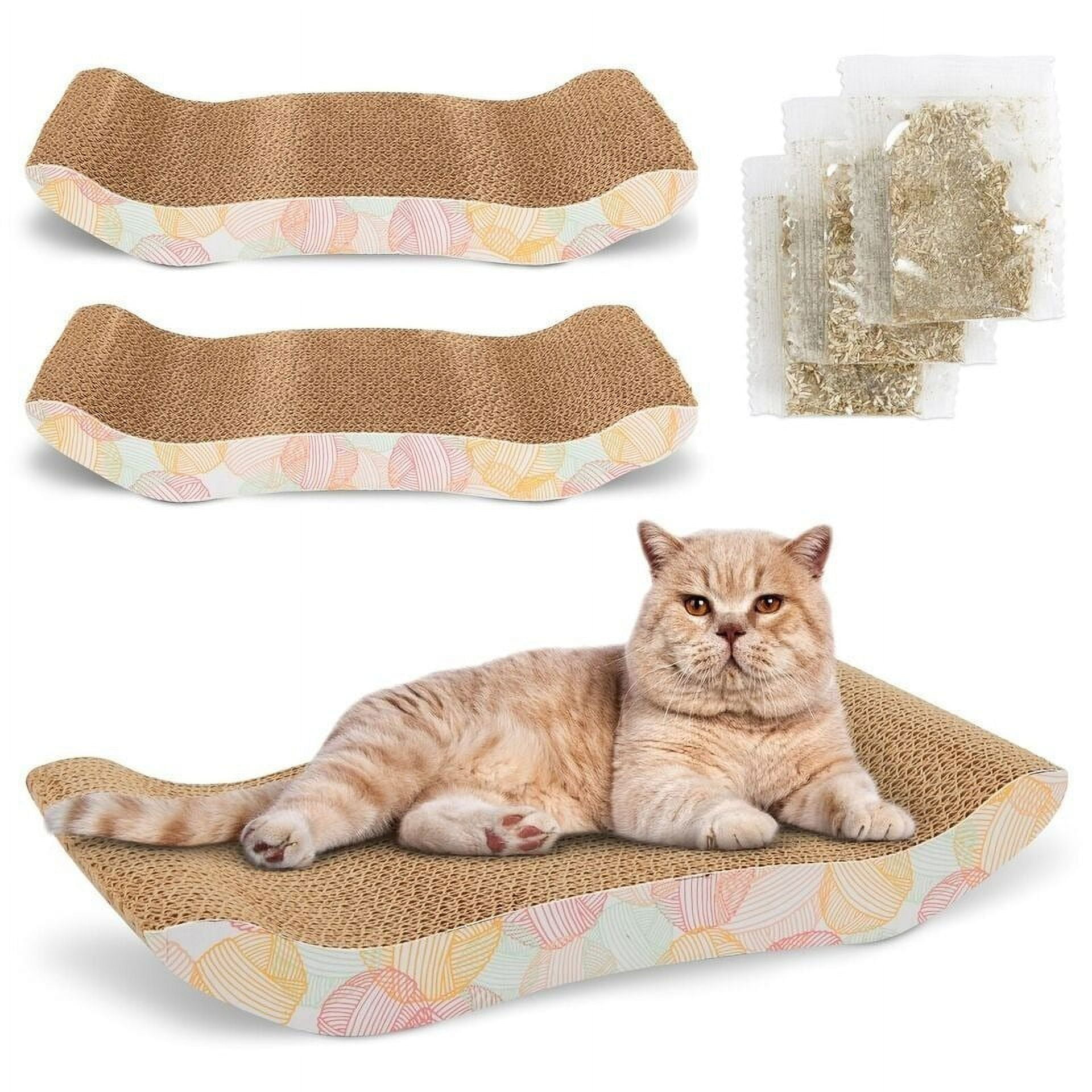 3pc Cat Scratcher Bed Reversible Corrugated Cardboard Scratching Pad ...