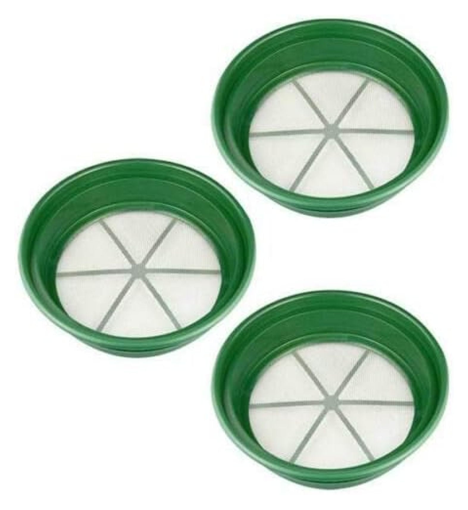 3pc Classifier Sifting Pan Set - 50, 70, 100 Mesh - Green - Hobbyist Panning Equipment - Metal ...