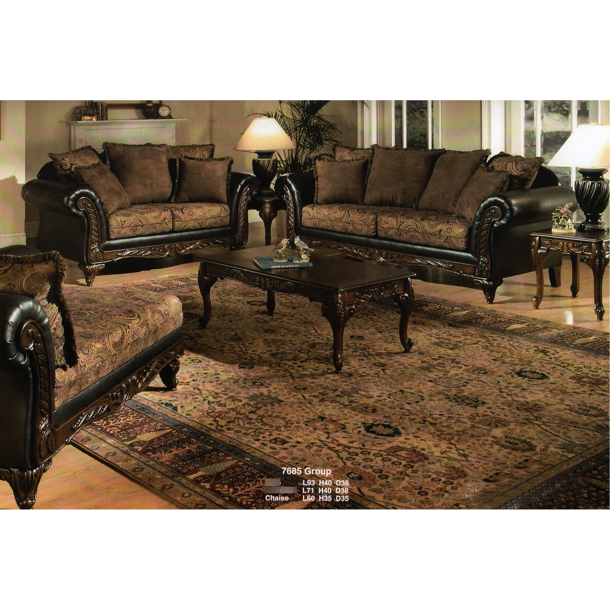3pc Coffee & End Table In Dark Cherry, Traditional Design, Ornate ...