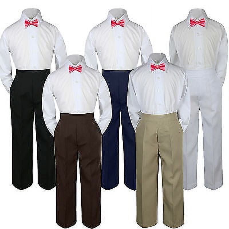 3pc Coral Sunset Bow Tie Suit Shirt Pants Set Baby Boy Toddler Kid ...