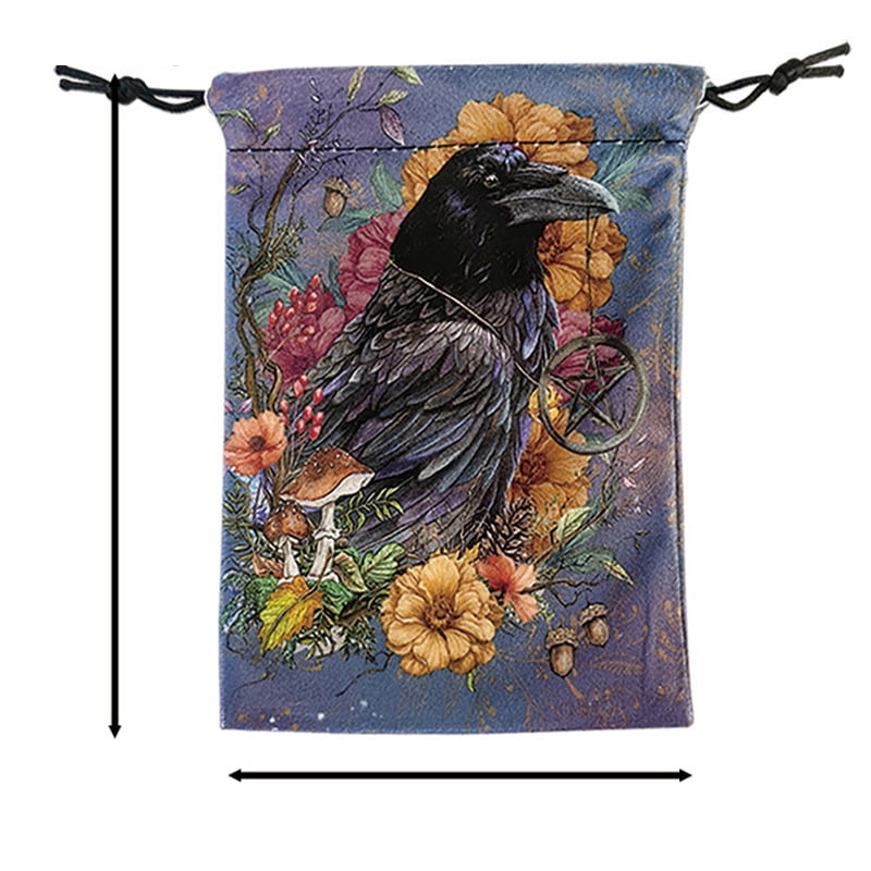 3pc Crow Pattern Velvet Jewelry Storage Drawstring Pouches Rectangle ...