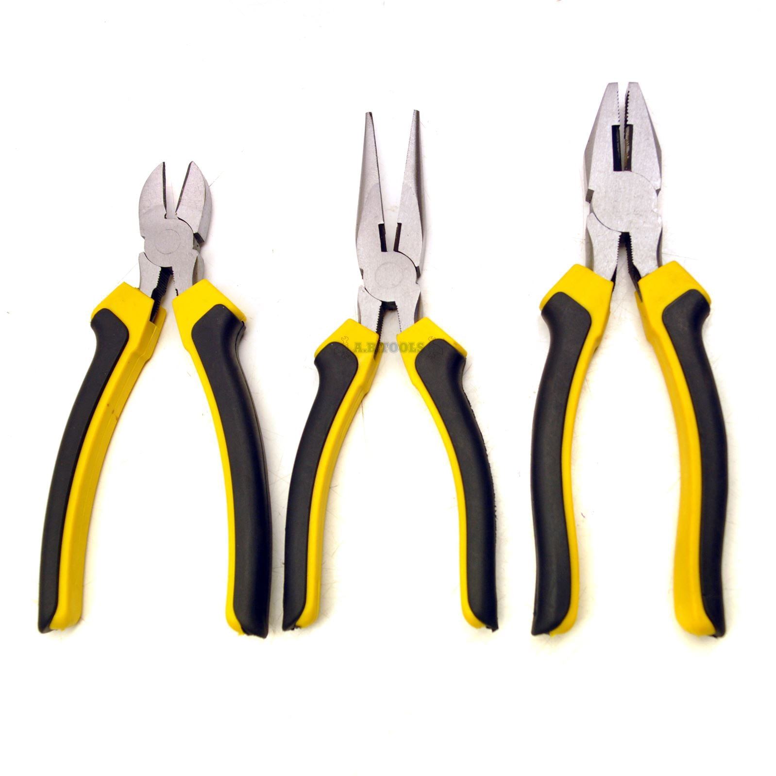 3pc Cushion Grip Plier Set ( Combination / Long Nose / Cutter Snips ...