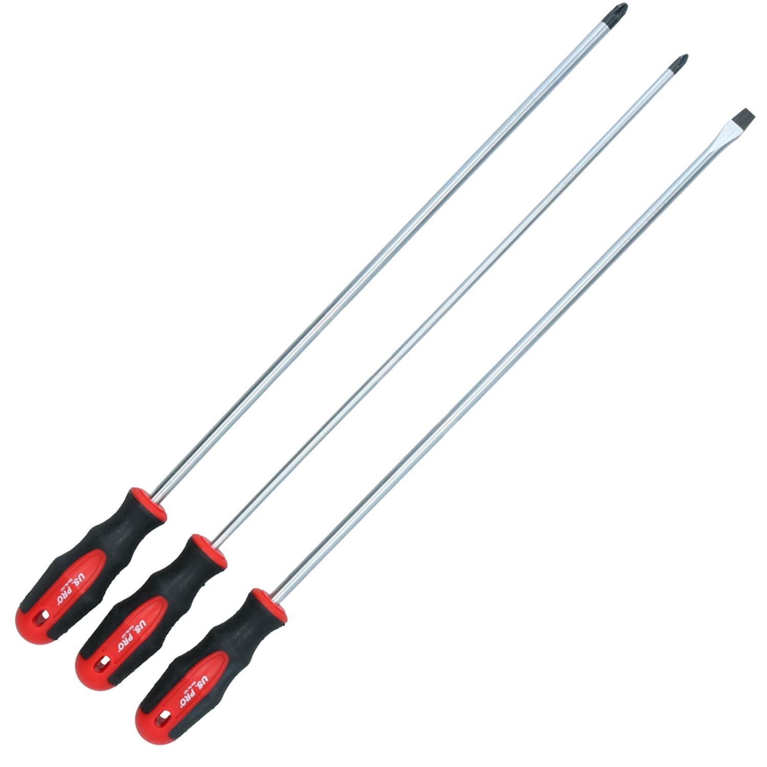 3pc Extra Long Screwdriver Set With Flat Pozi + Phillips Total Length ...