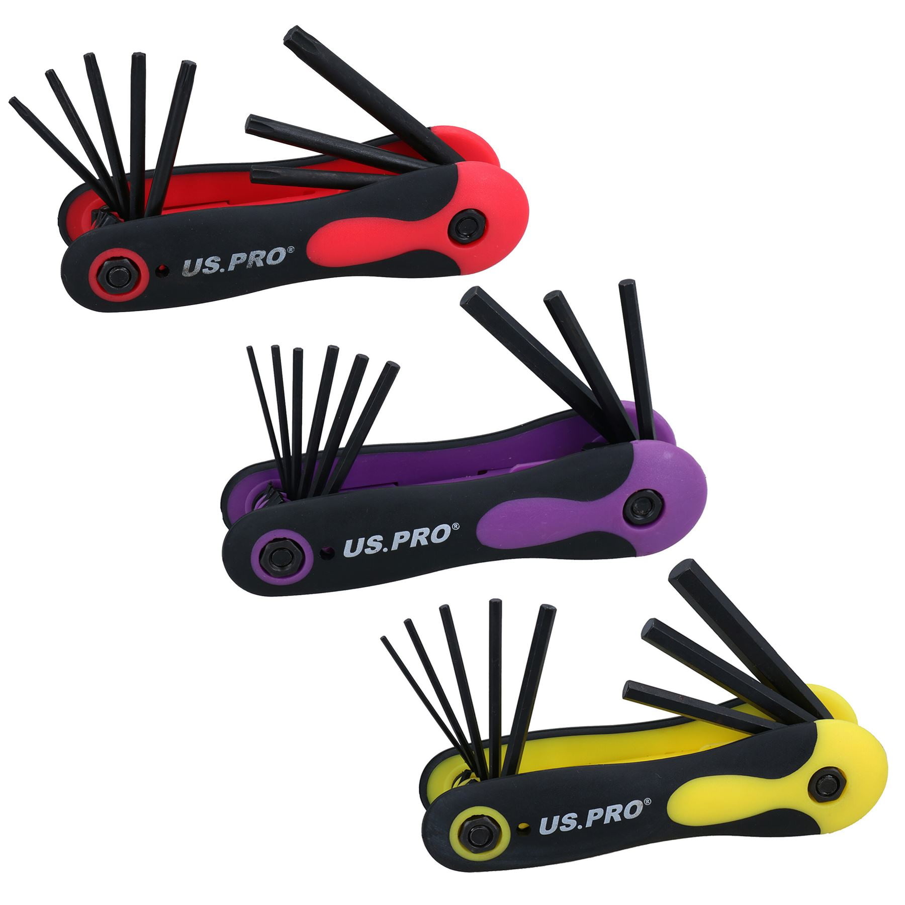 3pc Folding Allen Hex Star Torx Key Wrench Set Metric + Imperial 27 ...