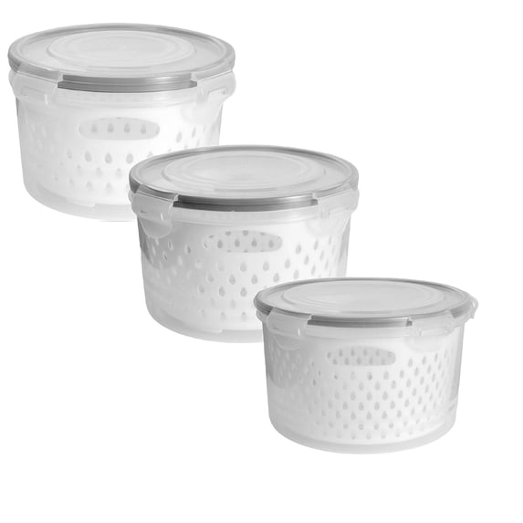 3pc Food Container With Drain Clip Storage Rack Storage Rack For ...