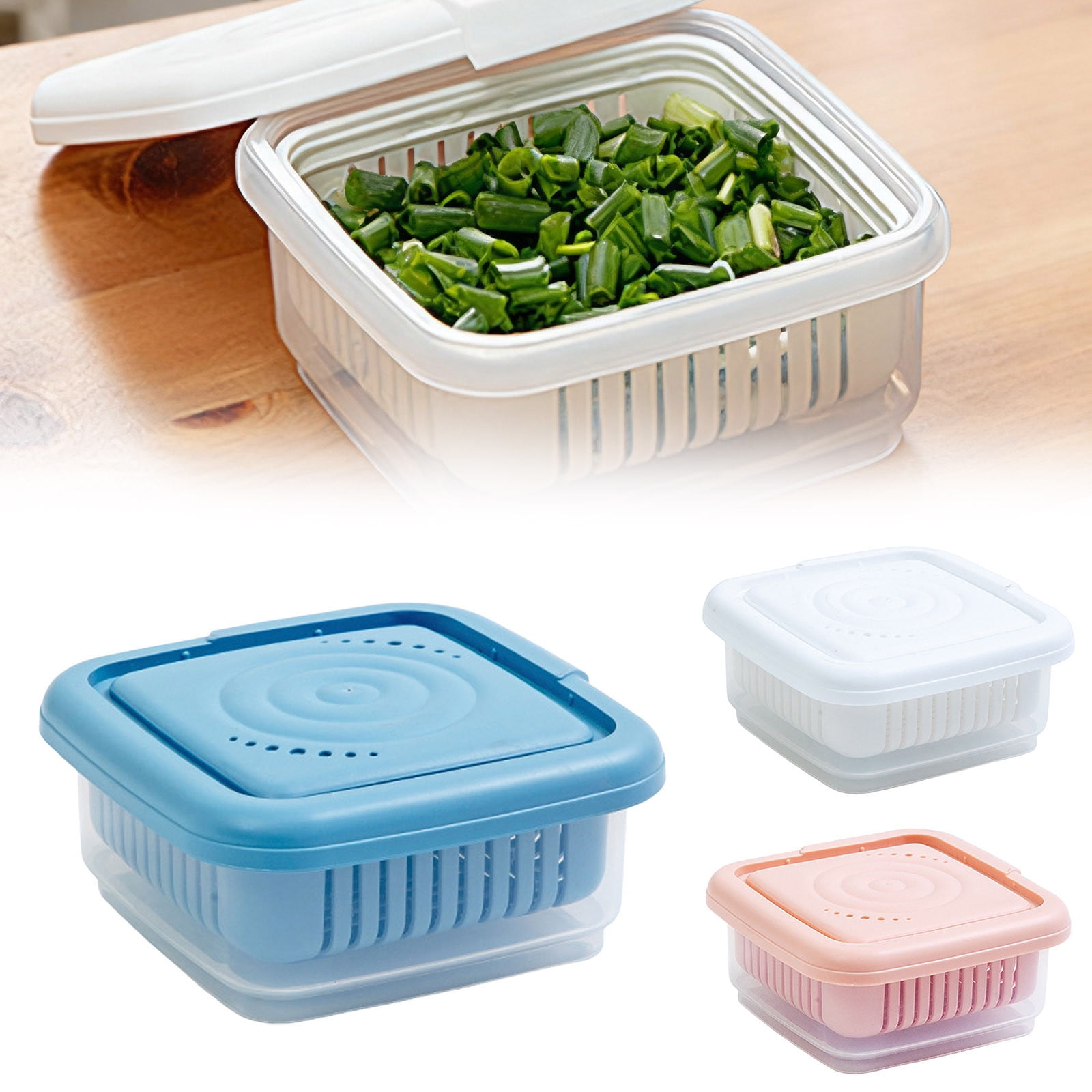 3pc Food Storage Containers with Lids Fridge Berry Storage Container ...