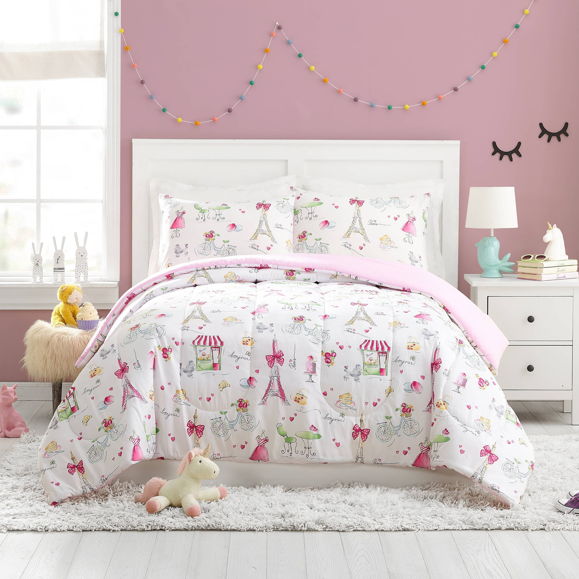 3pc Full/Queen Pretty in Paris Kids' Comforter Set: Girls Bedding ...
