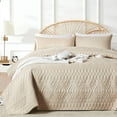 3pc Full/Queen Quilt Set, Beige, Geometric, Lightweight, All-Season (1 ...