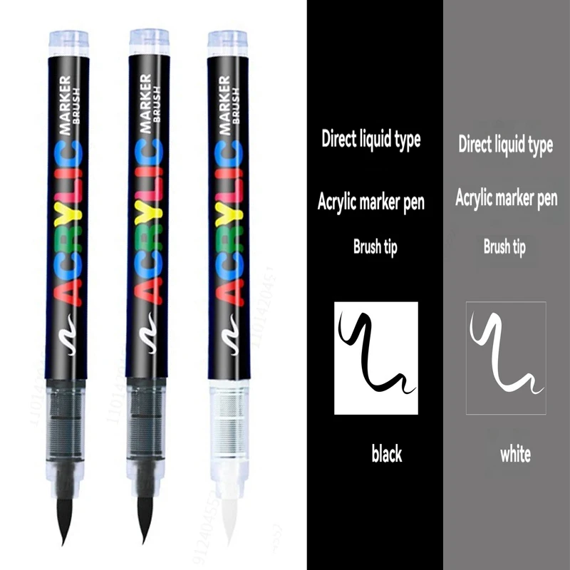 3pc Guangna8101 straight liquid soft-head acrylic marker pen opaque ...