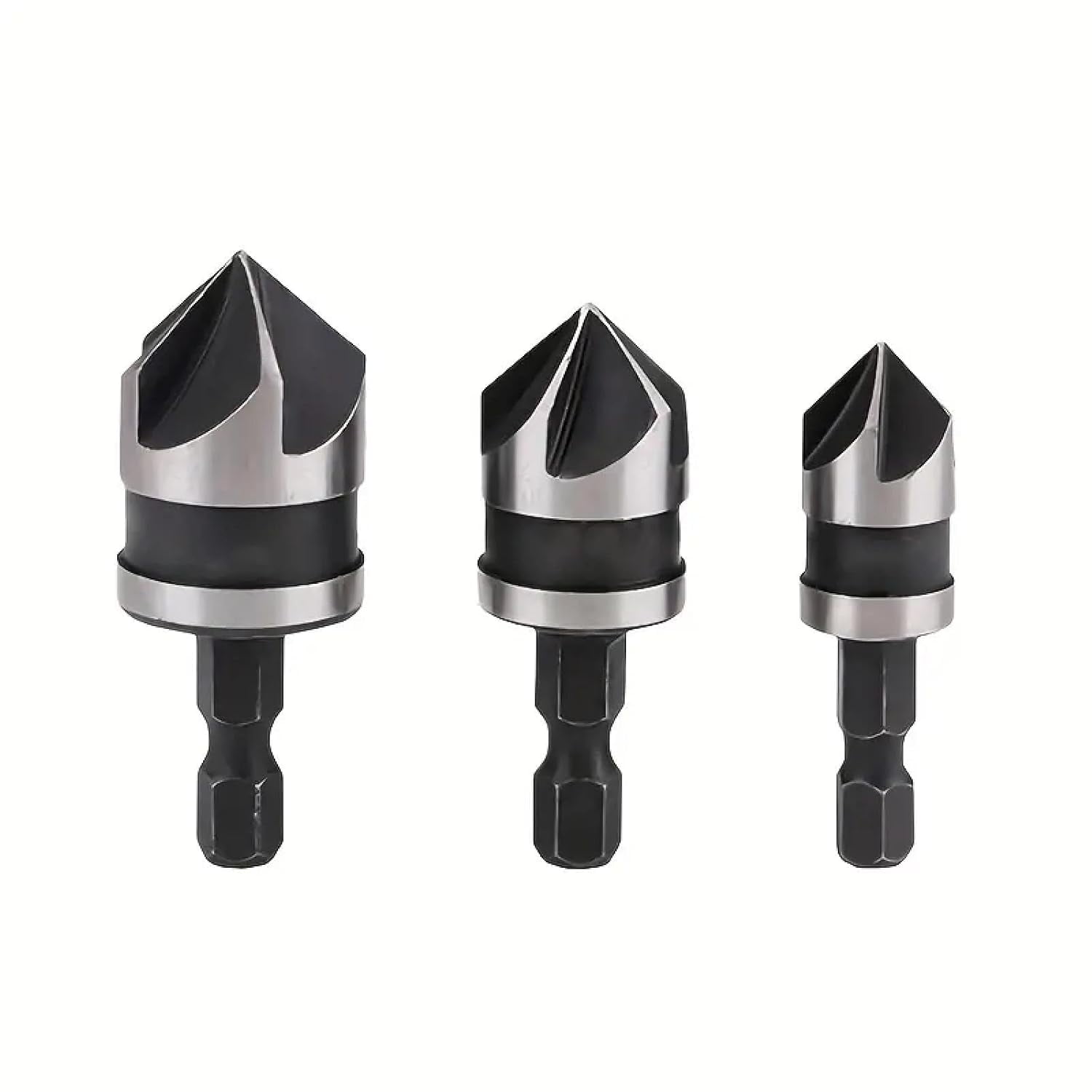 3pc Hexagonal Shank 90 Degree Black Five Blade Chamferer 12/16/19mm ...