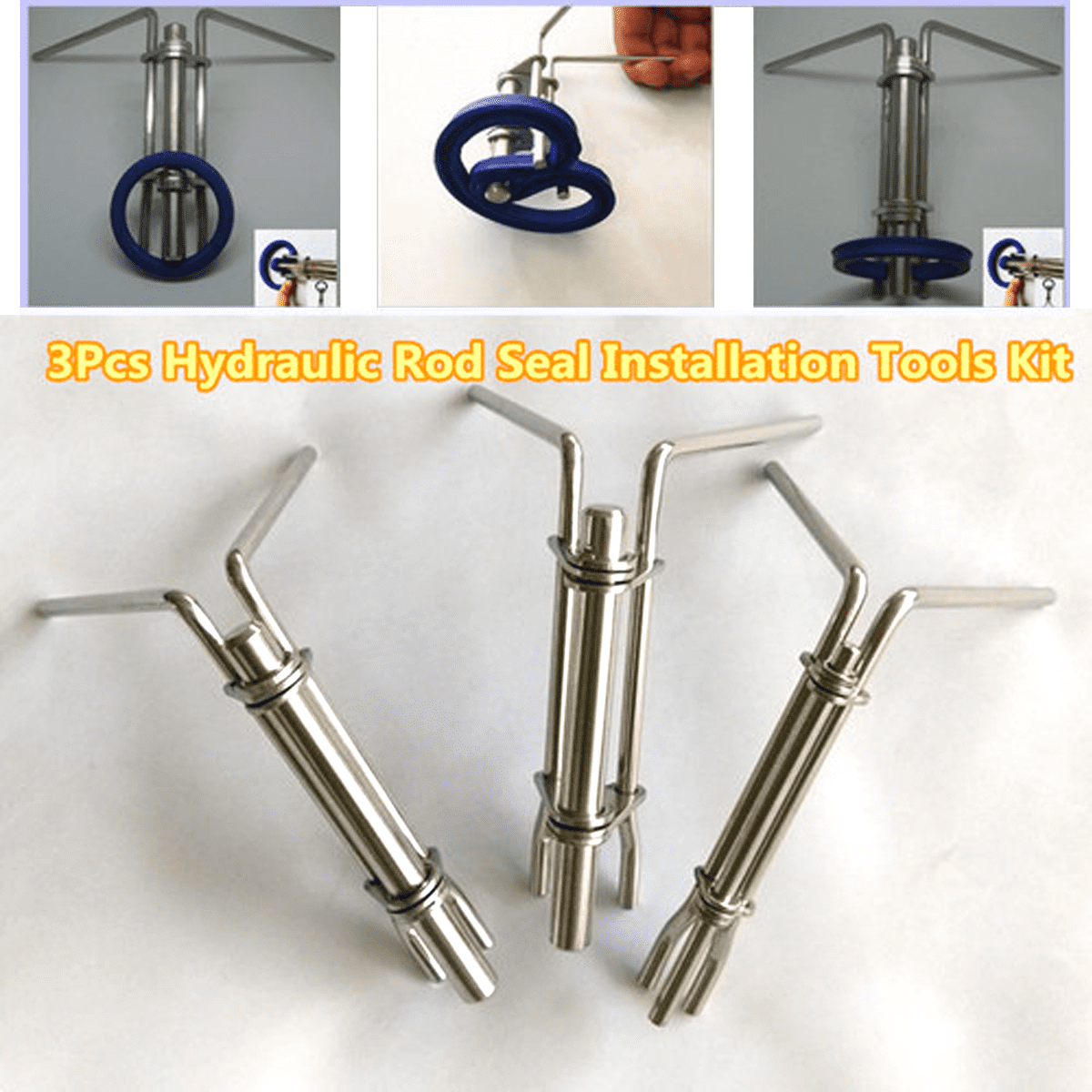 3pc Hydraulic Cylinder Piston Rod Seal U-cup Installation Tool Kit Set ...