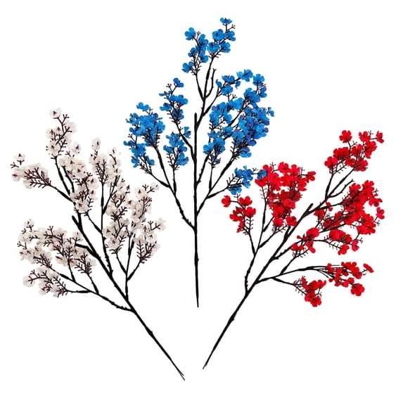 3pc Independence Day Simulation Wintersweet, 5-Fork Fake Flower in Blue ...