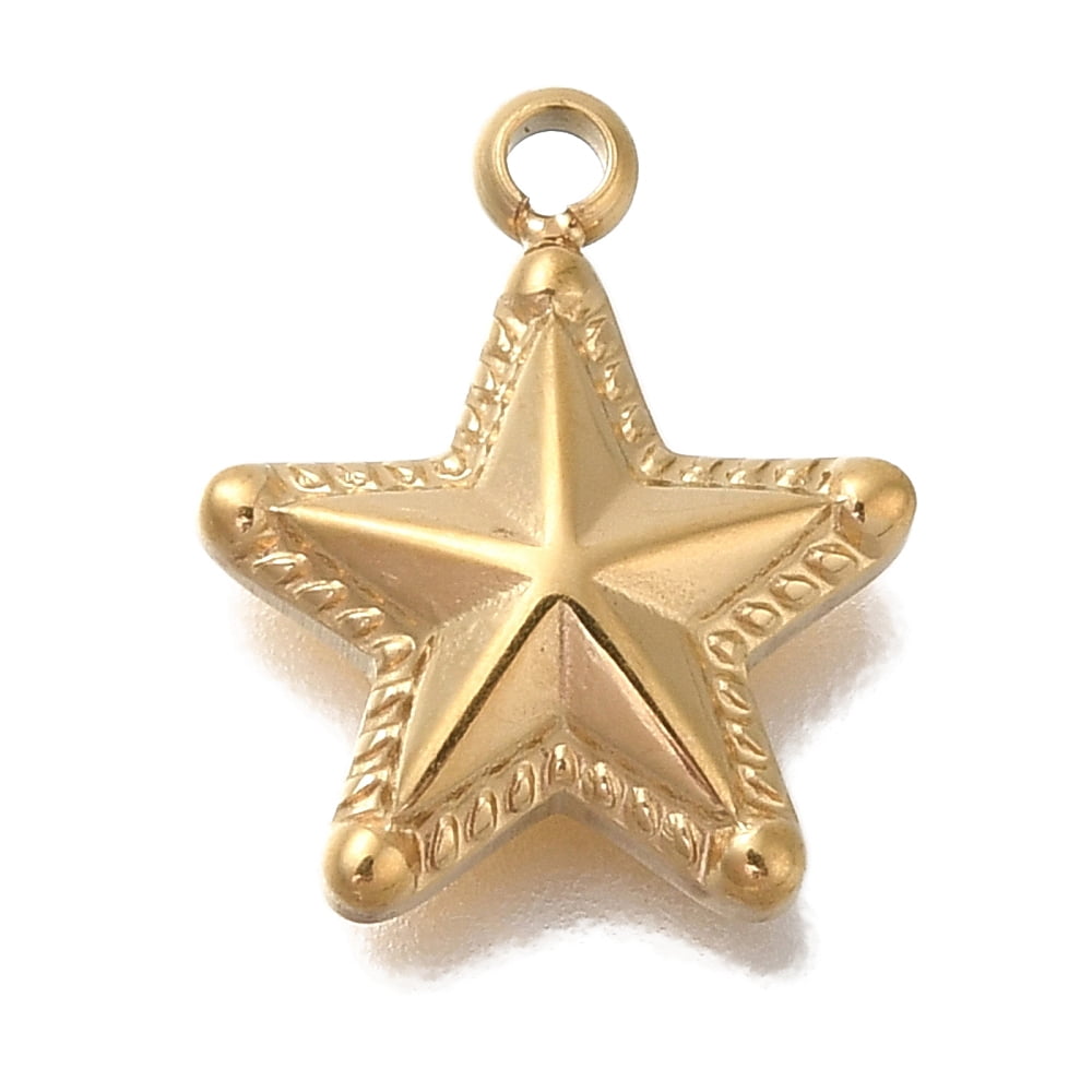 3pc Ion Plating(IP) 304 Stainless Steel Charms Star Charm Real 18K Gold ...