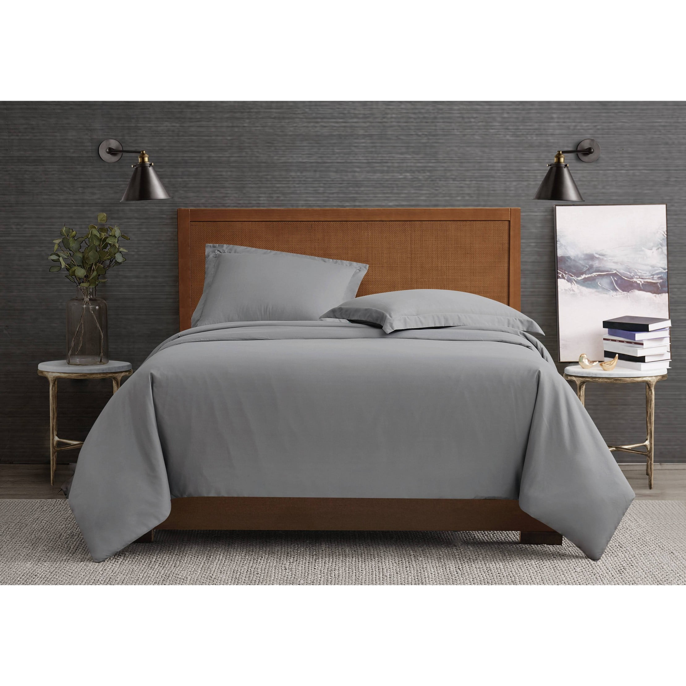 3pc King Garment Wash Duvet Cover Set Gray: OEKO-TEX Certified ...