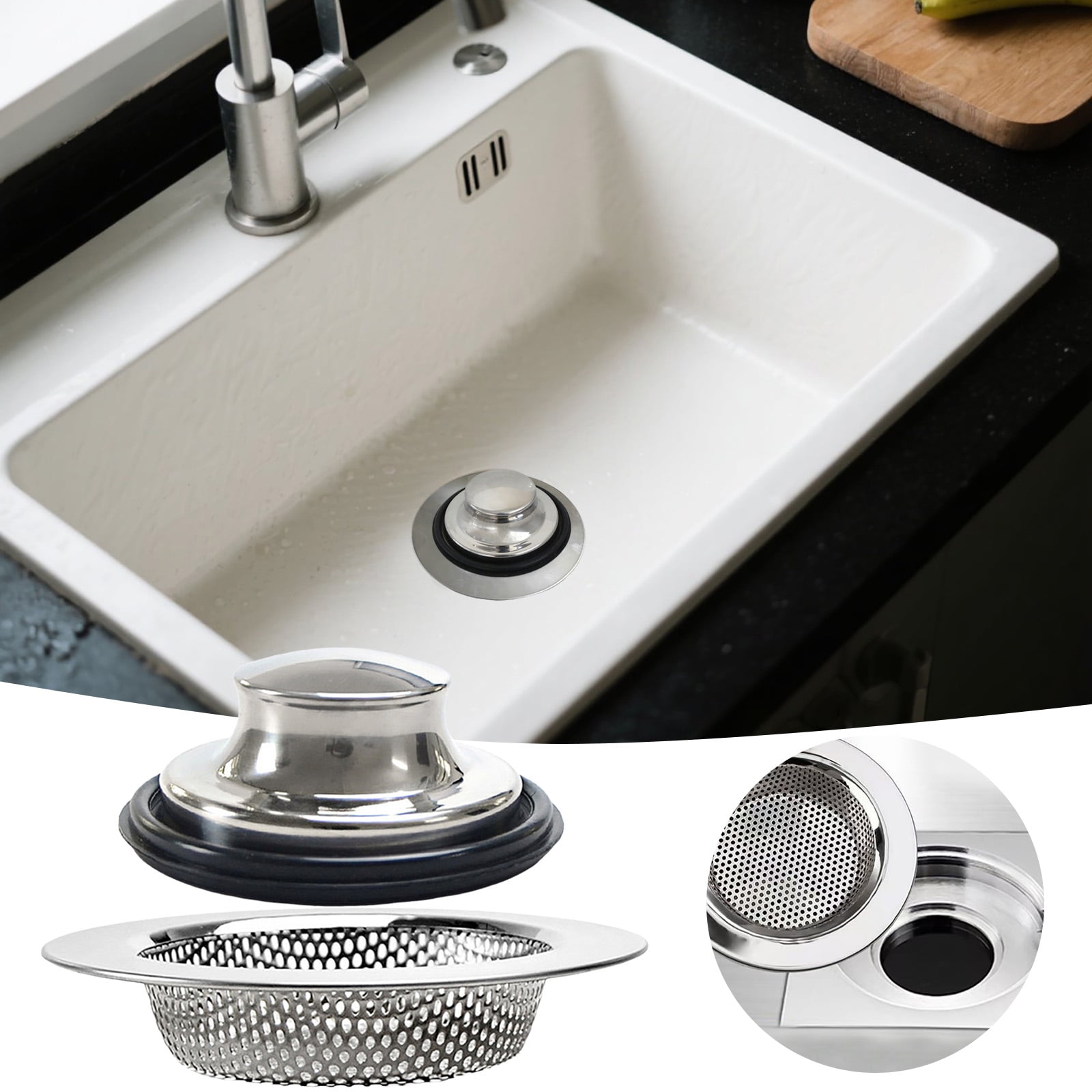 3pc Kitchen Sink Stopper Strainer Garbage Disposal Plug Anti-Clogging ...
