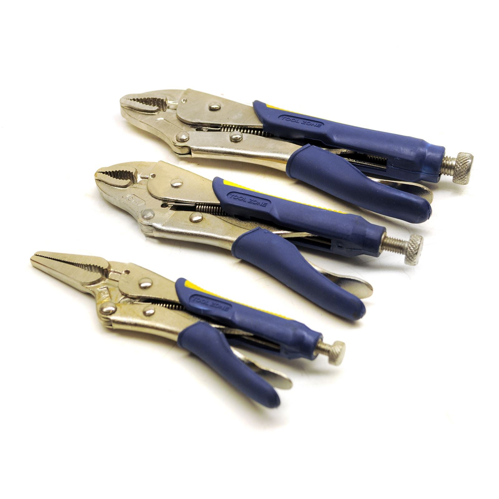 3pc Locking Wrench Plier Mole Grip Stubby & Straight Long Nose Set ...