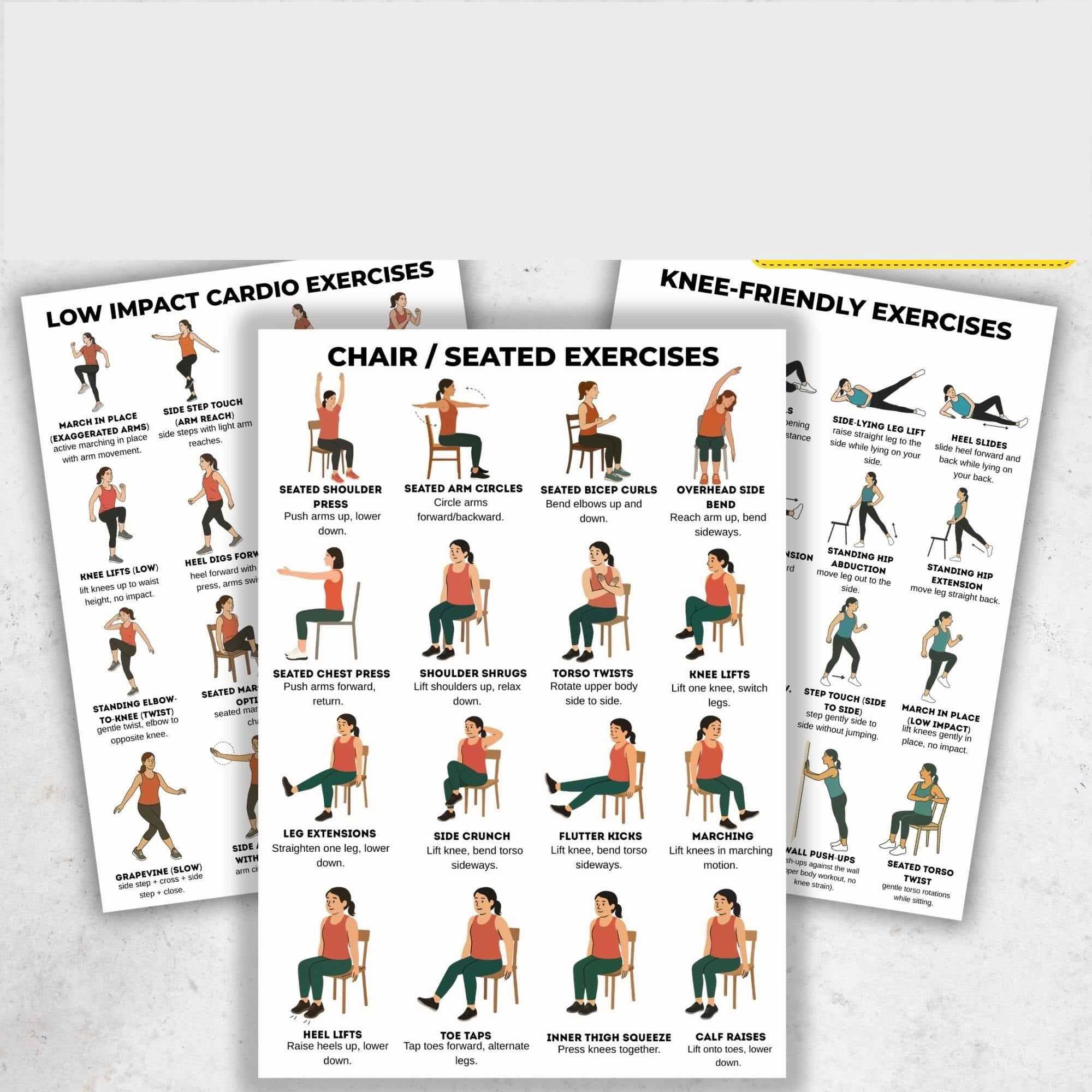 3pc Low Impact Training Package Poster Chair, Sitting And Standing ...