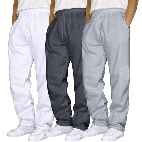 3pc Mens Jogging Pants Mens Elastic Waist Pants Solid Color Breathable ...