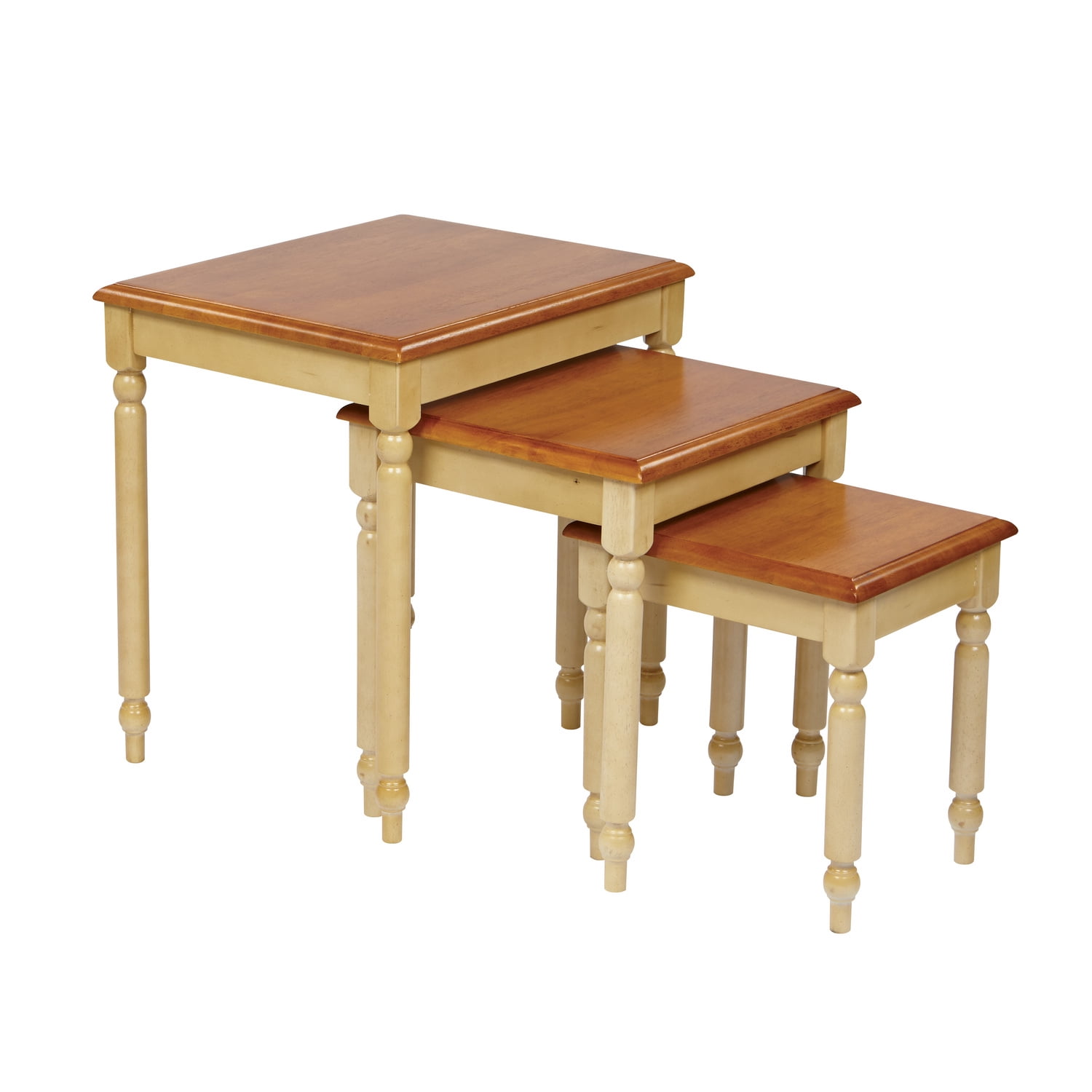 3pc. Nesting Tables in Country Cottage Buttermilk & Cherry Finish ...