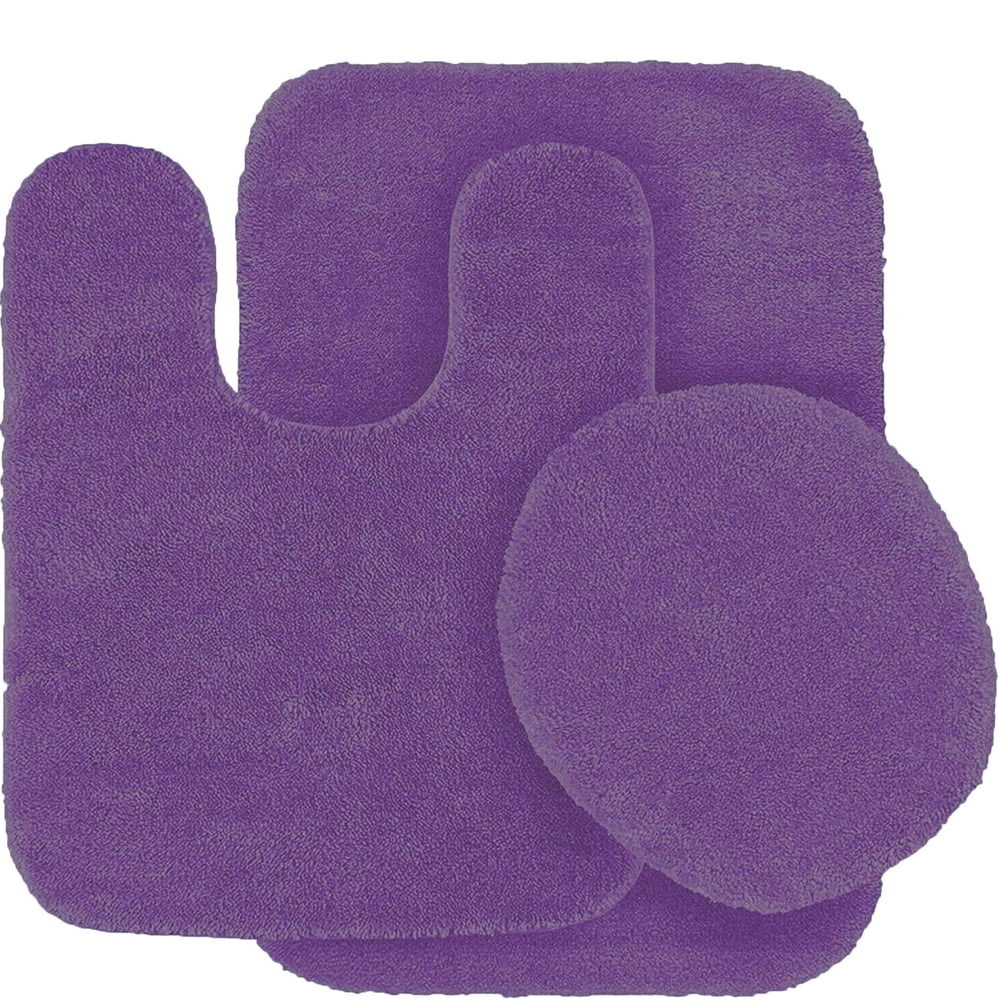 3pc Non-Slip Bath Mat Set Bathroom Contour Rug, Mat and Toilet Lid ...