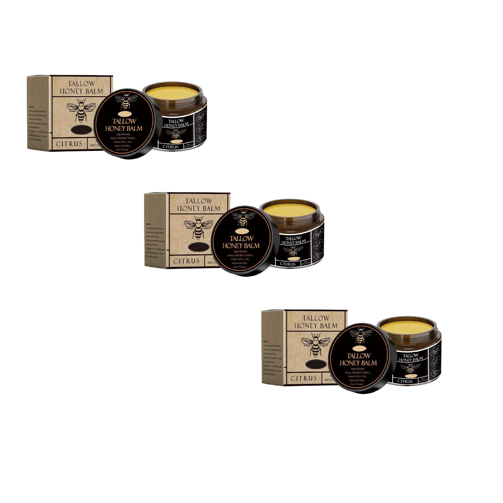 3pc Organic Grass-Fed Beef Tallow Balm & Raw Honey: Handmade All ...