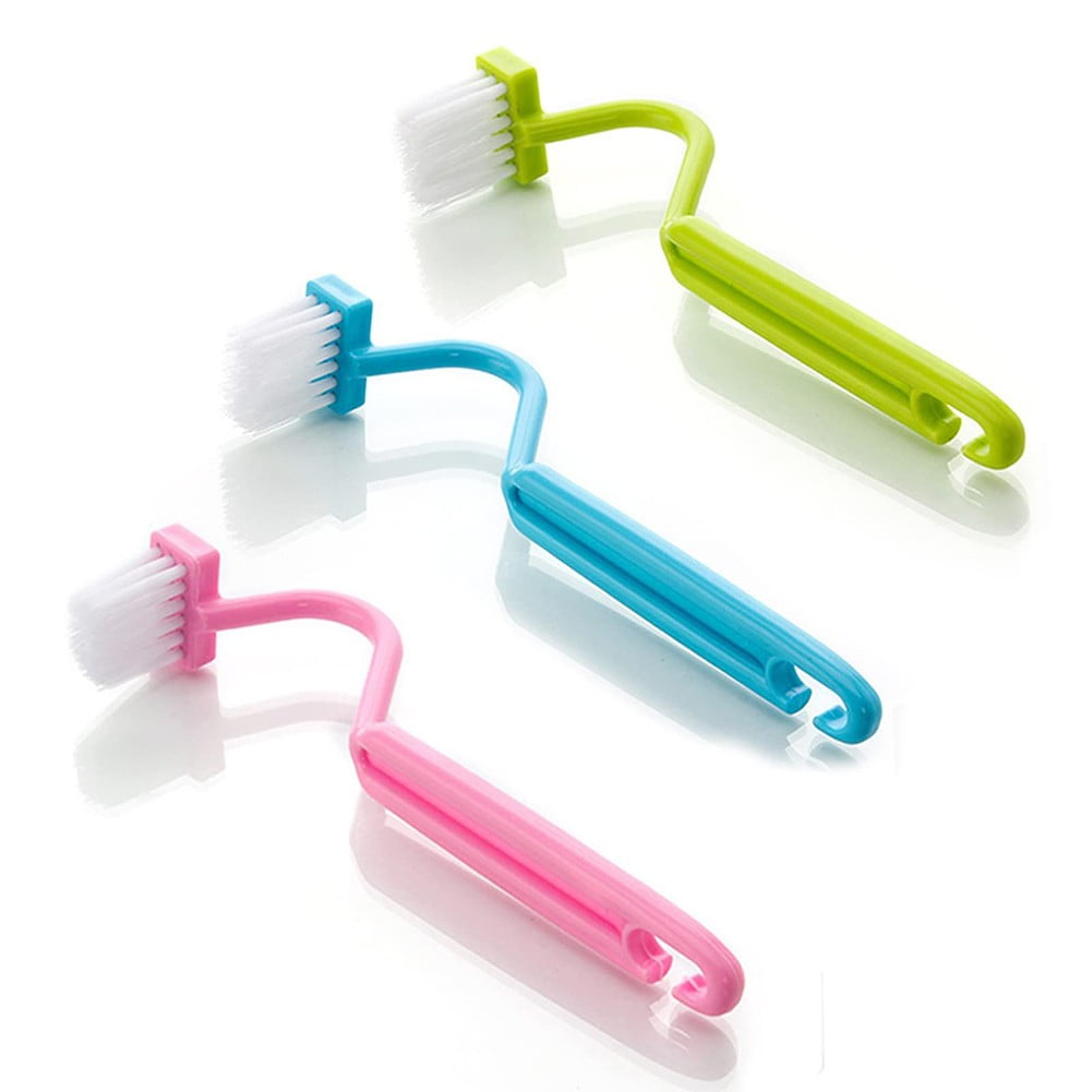3pc Plastic Toilet Bottom Edge Cleaning Brush S-Shaped Bent Handle ...