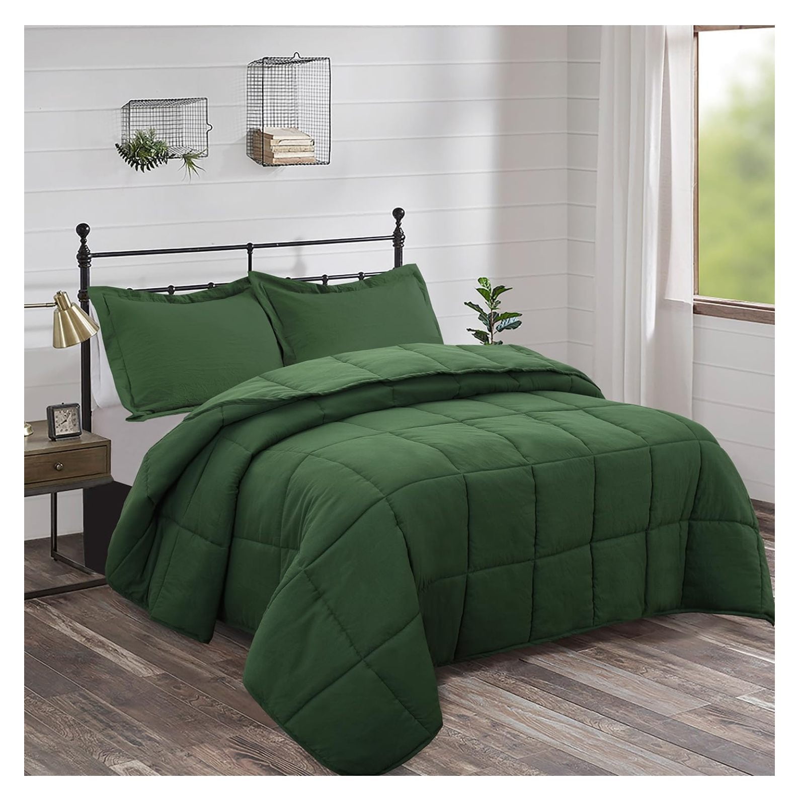 3pc Prewashed Green King Size Comforter Duvet Insert - All Season ...
