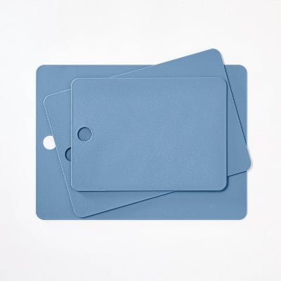 3pc Recycled Poly Essentials Cutting Board Set Blue - Dishwasher-Safe ...