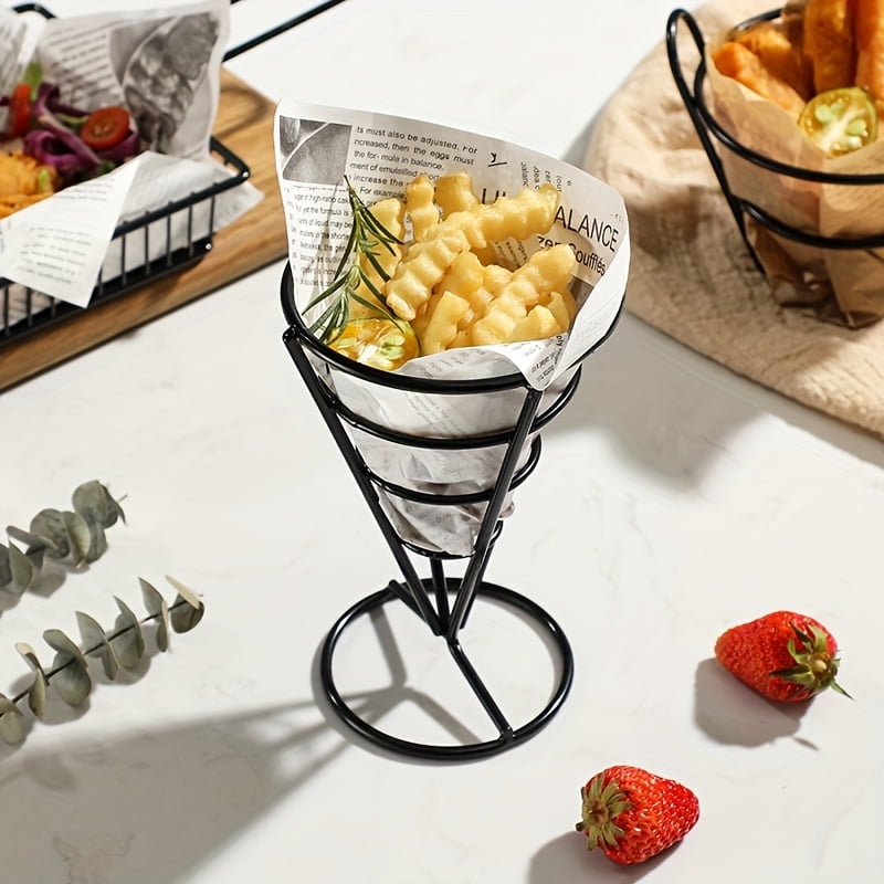 3pc [Restaurant-Ready French Fry Container] Stainless Steel Creative ...