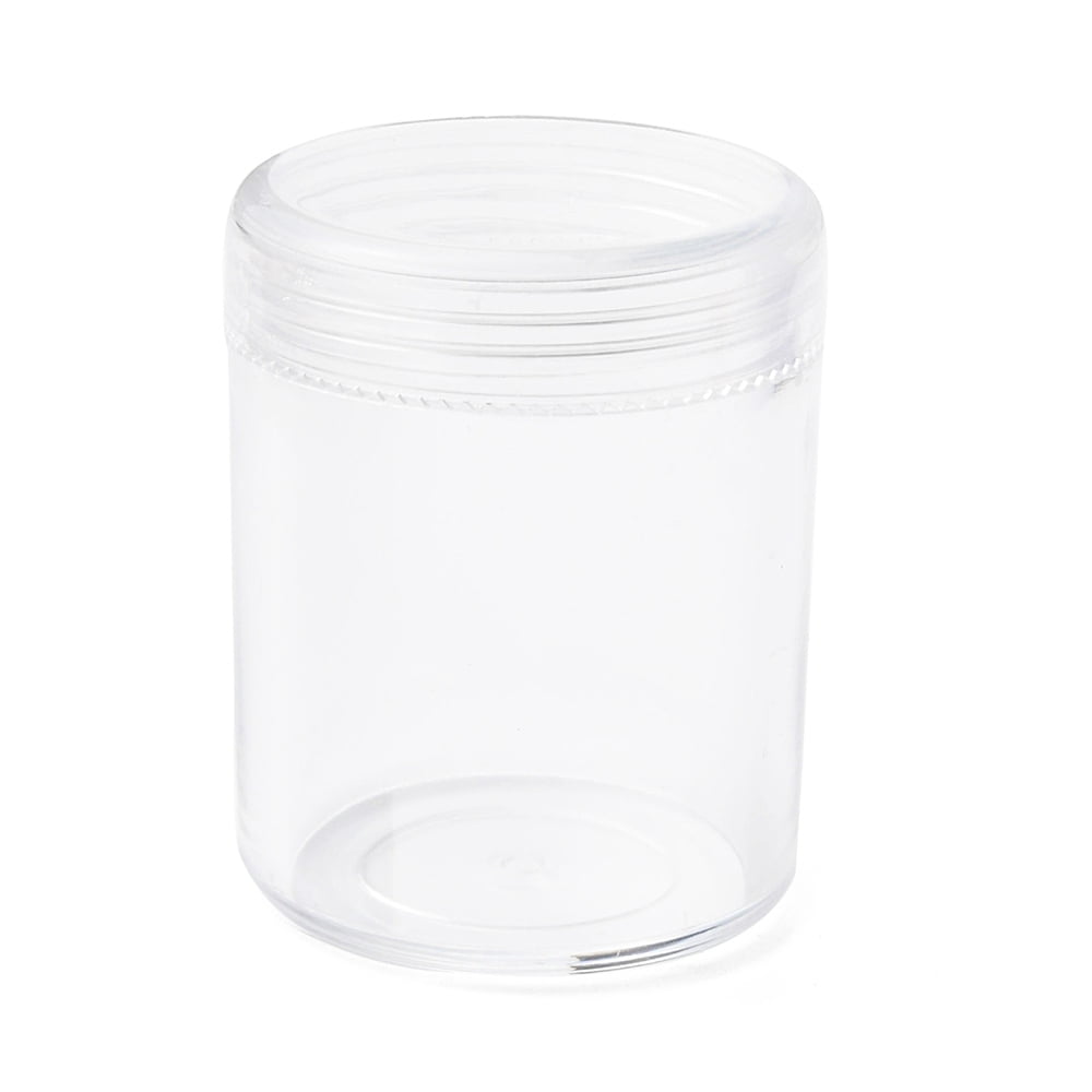 3pc Round Plastic Bead Containers with Screw Top Cap Clear 3.9x5cm ...