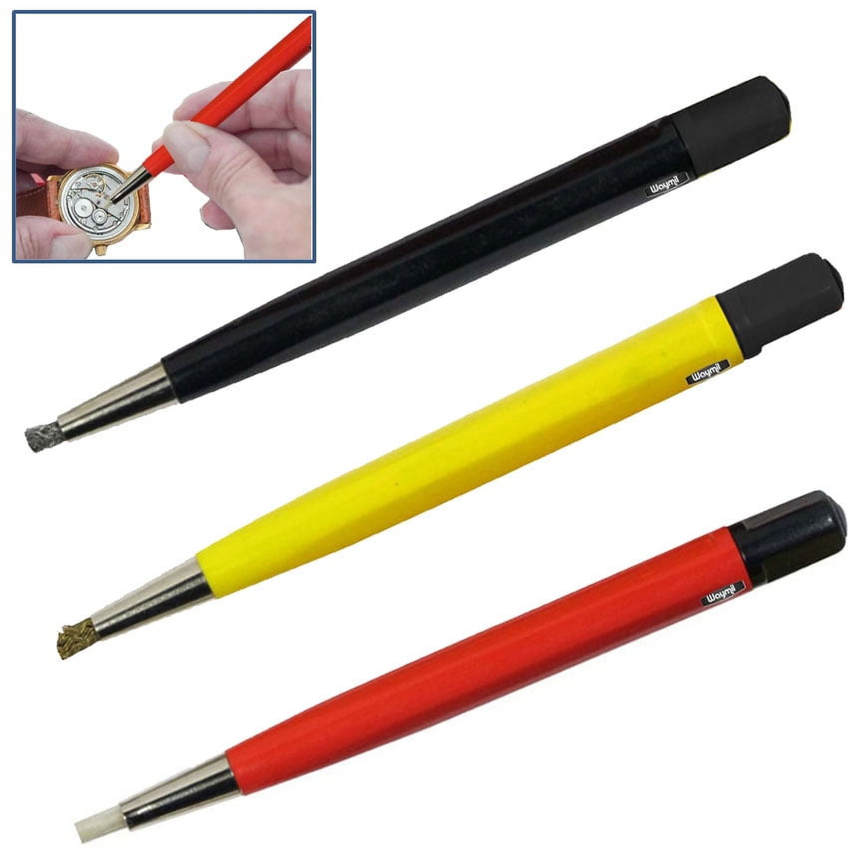 3pc Scratch Brush Set Pen Type 5" - Steel, Brass, Nylon - Retractable ...
