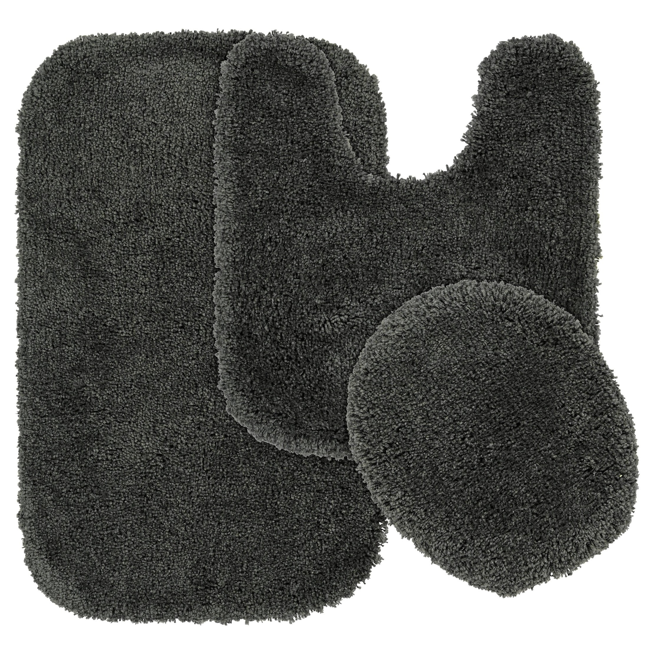 3pc Serendipity Shaggy Washable Nylon Bath Rug Set Gray - Walmart.com