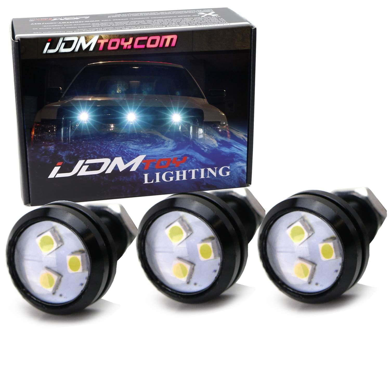 3pc Set Custom Retrofit 8000K Ice Blue Front Grille Mesh Mount LED ...
