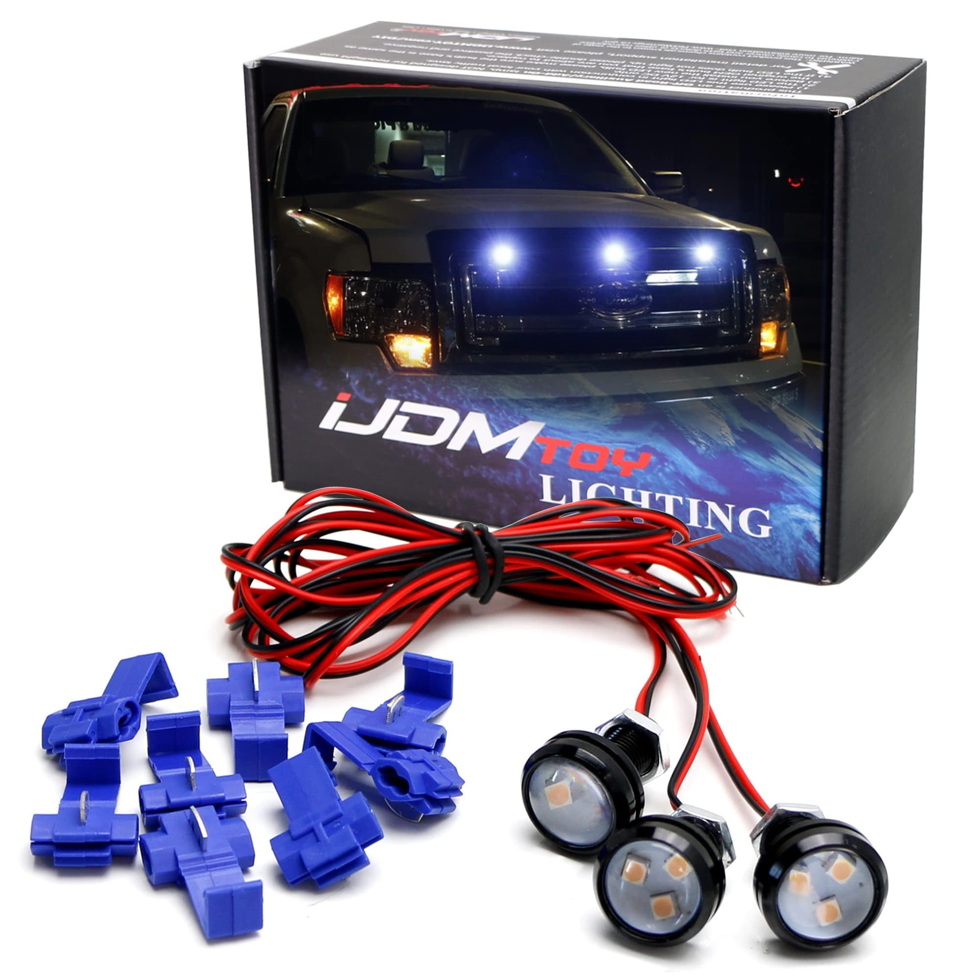 3pc Set Custom Retrofit Xenon White Front Grille Mesh Mount LED ...