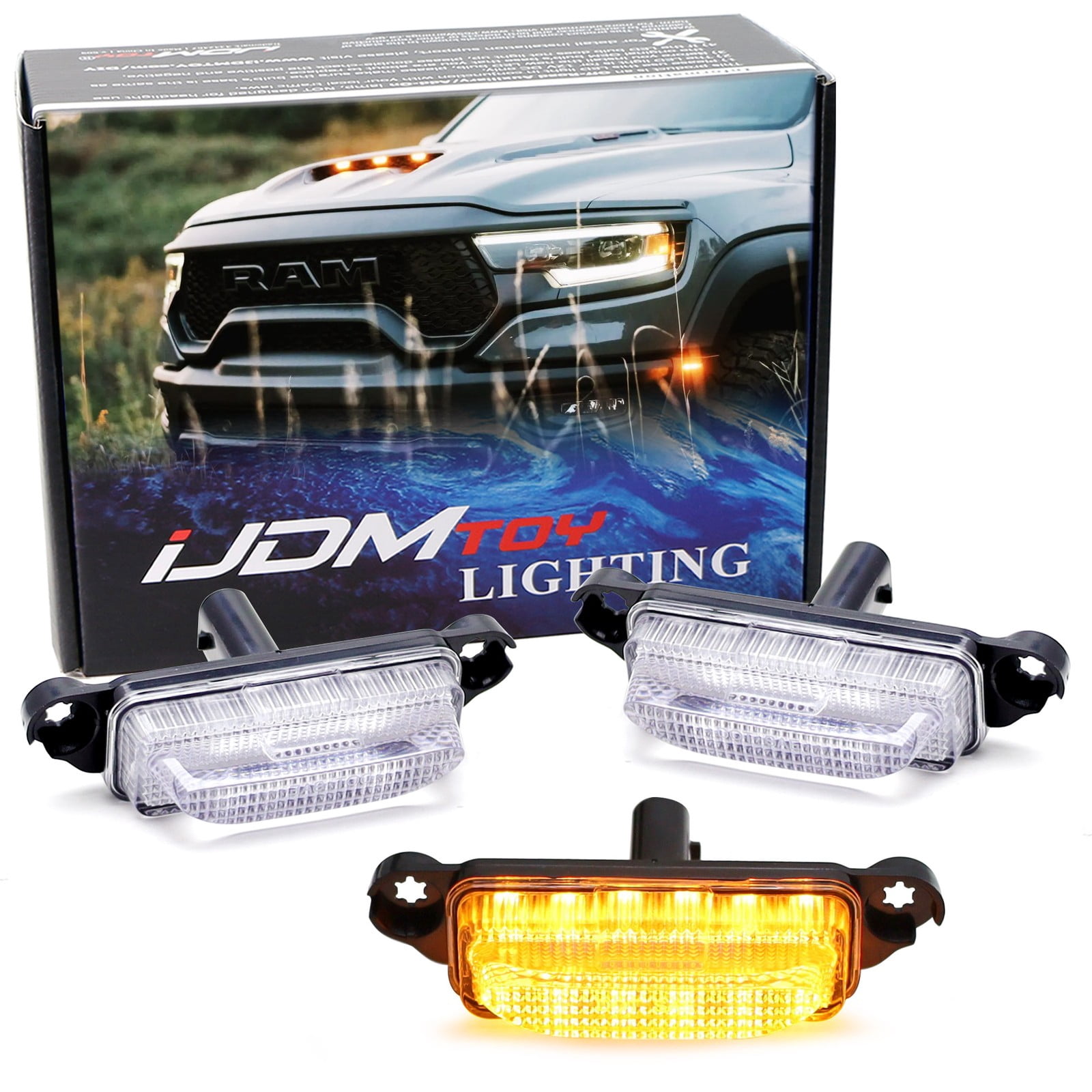 3pc Set Frosted White Clear Lens 3000K Amber Yellow Full Strip LED ...