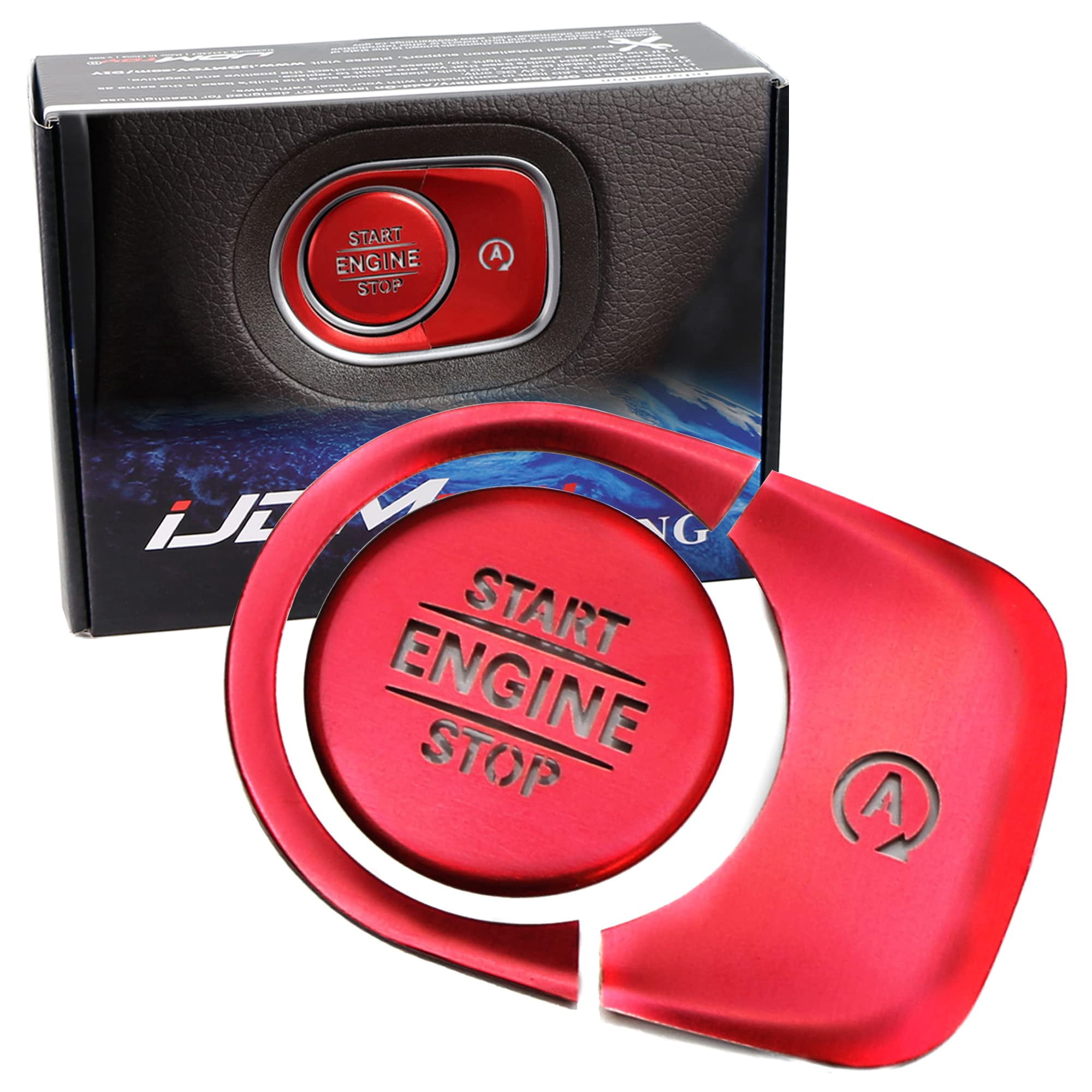 3pc Set Red Aluminum Keyless Engine Push Start Button & Surrounding ...