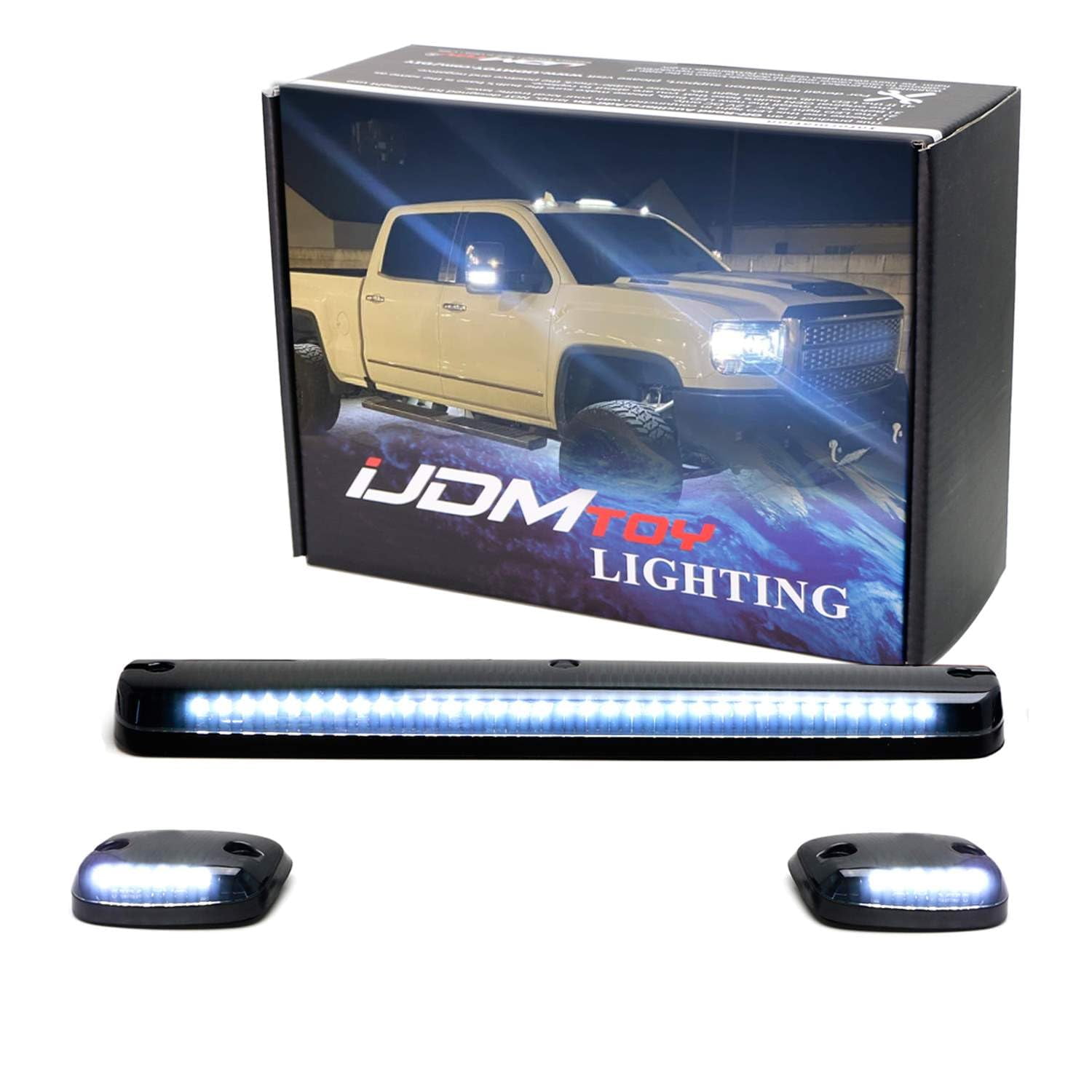 3pc Smoked Lens Full White LED Cab Roof Clearance Light Kit For 2007-14 ...