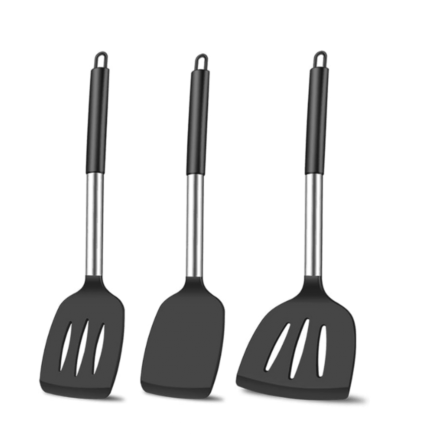 3pc Spatula Set - Silicone Fish Spatulas for Nonstick Cookware & Woks ...