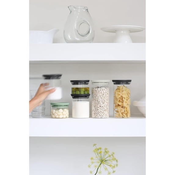 3pc Stackable Glass Food Jars - 0.08 + 0.16 + 0.3 Gal, Gray / Jade ...