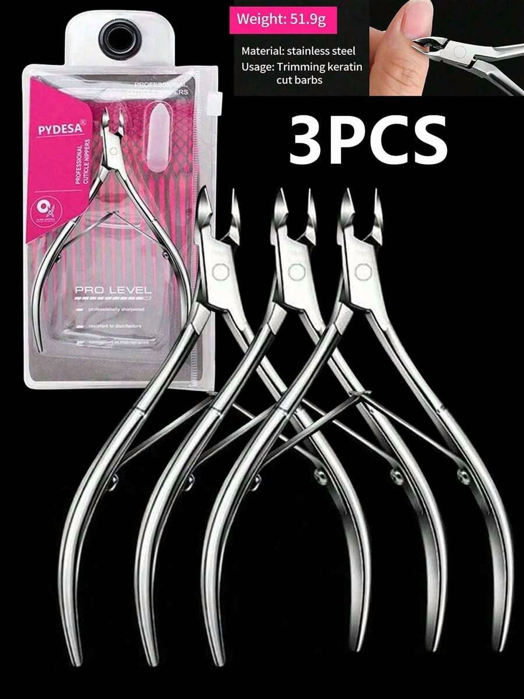 3pc Stainless Steel Cuticle Nipper, Professional Edging Trimmer, Easy Grip Nail Clipper ...