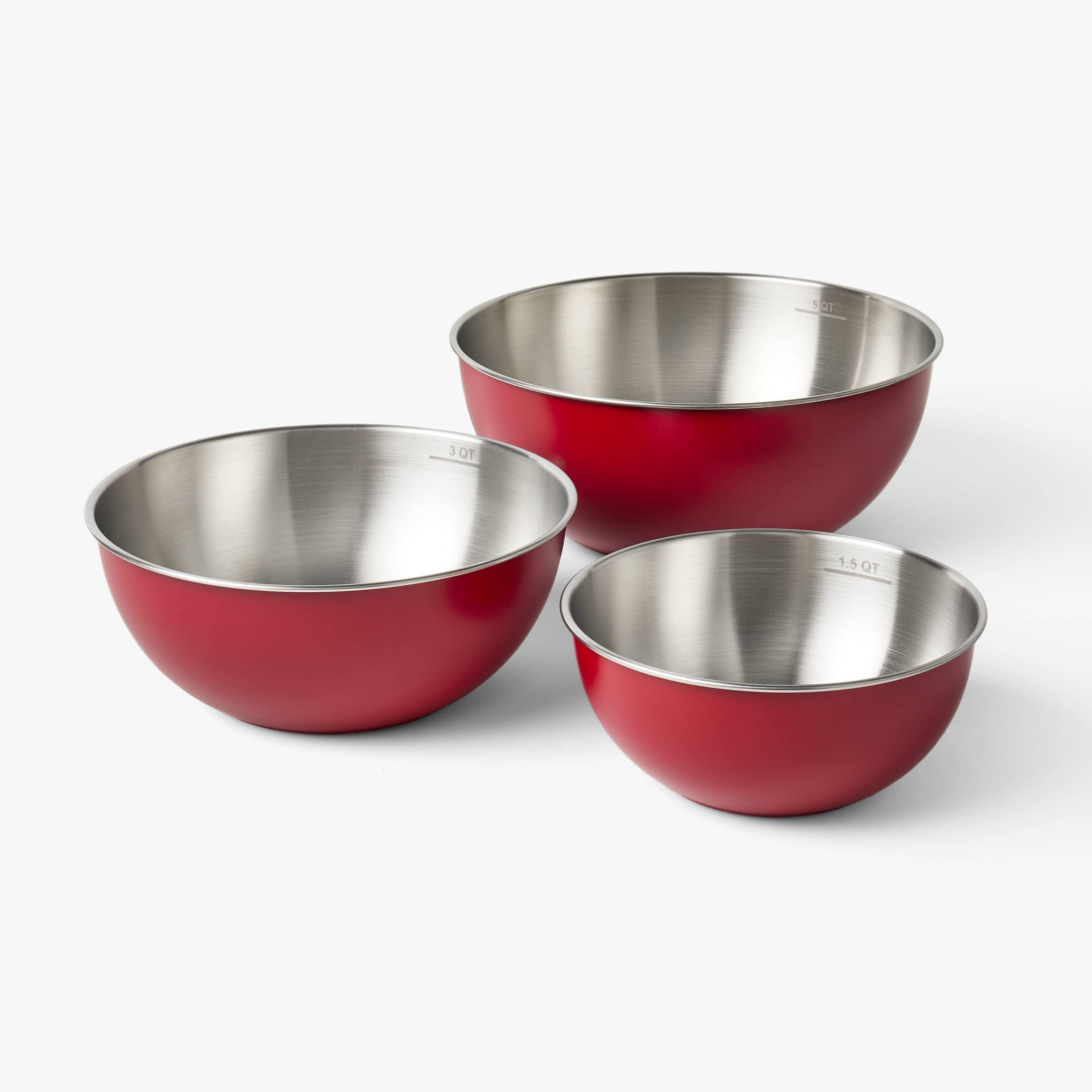 3pc Stainless Steel Mixing Bowls Matte Red - Walmart.com