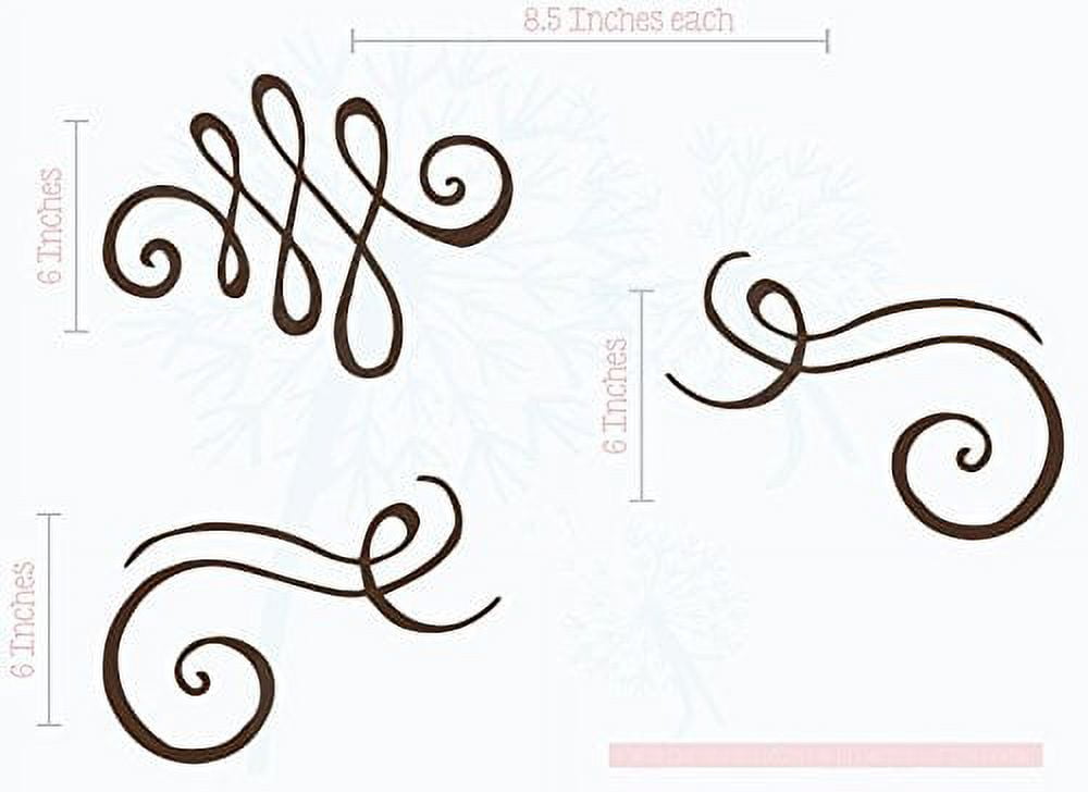 3pc Swirls Wall Art Stickers Vinyl Decals Living Room Home Décor 8.5x6 ...