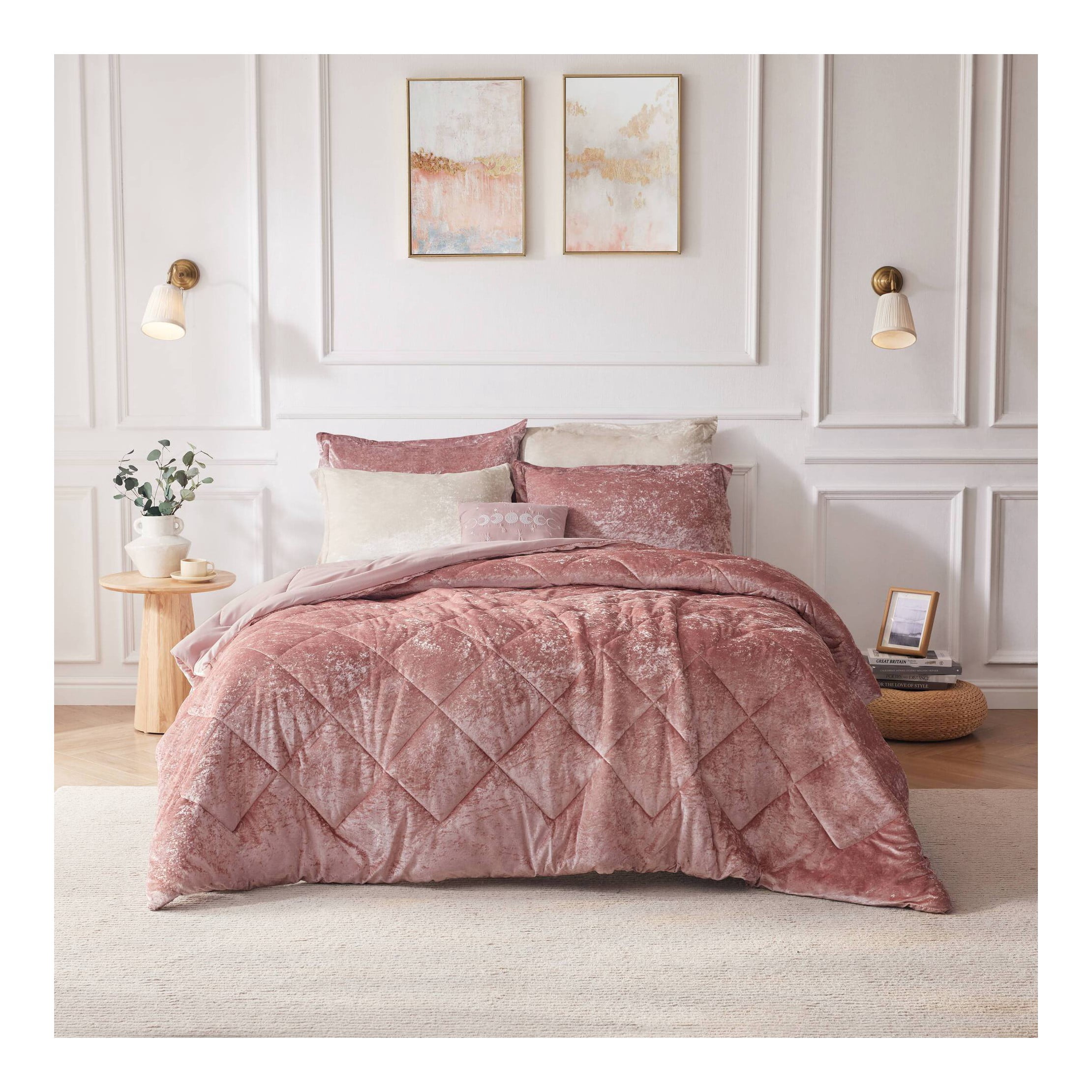 3pc Twin/Twin Alyssa Velvet Quilted Diamond Ultra Soft Comforter Set ...