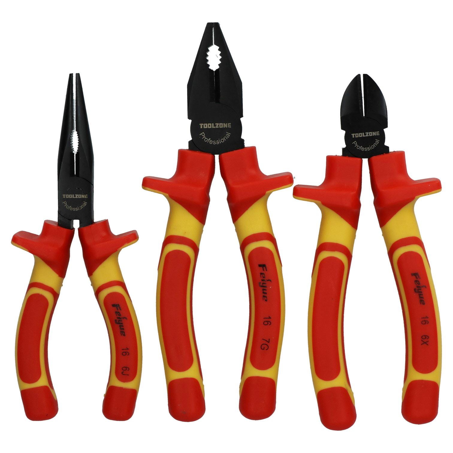 3pc VDE Plier Wire Cutter Long Nose Pliers Electrician Grips Insulated ...
