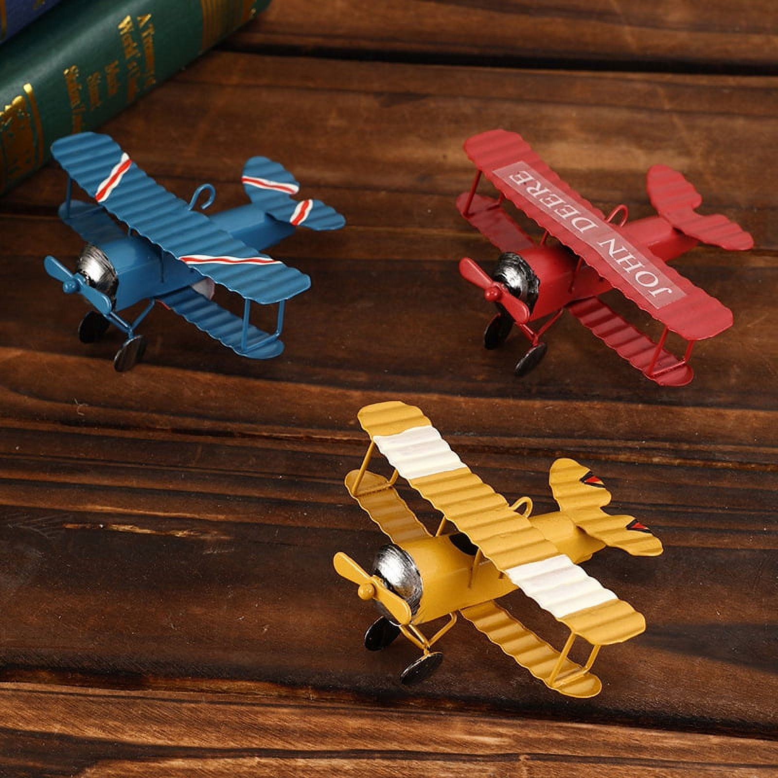 3pc Vintage Metal Planes Model Iron Retro Aircraft Glider Biplane ...