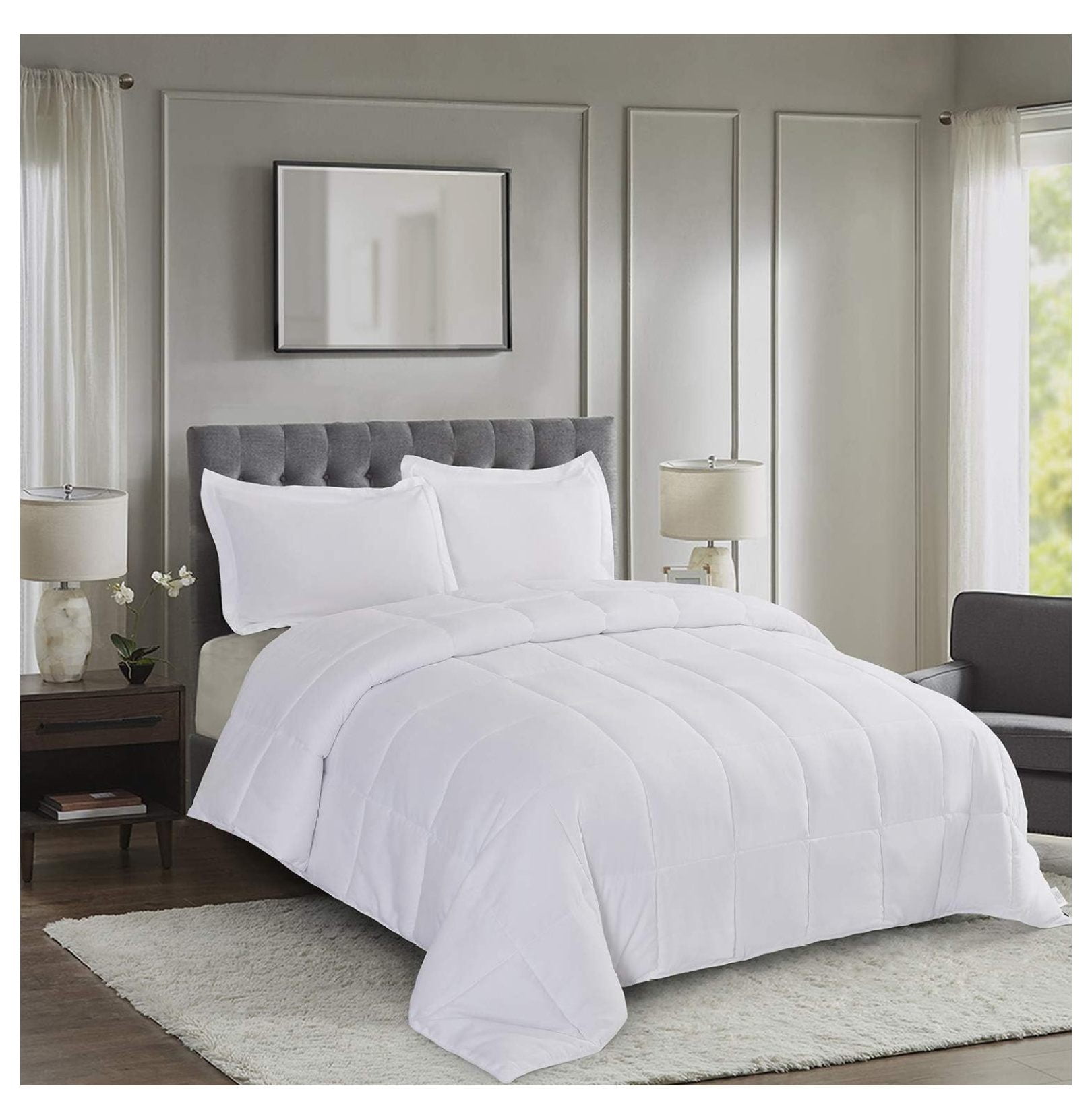 3pc White Oversized King Plus Comforter Set - All Season Reversible ...