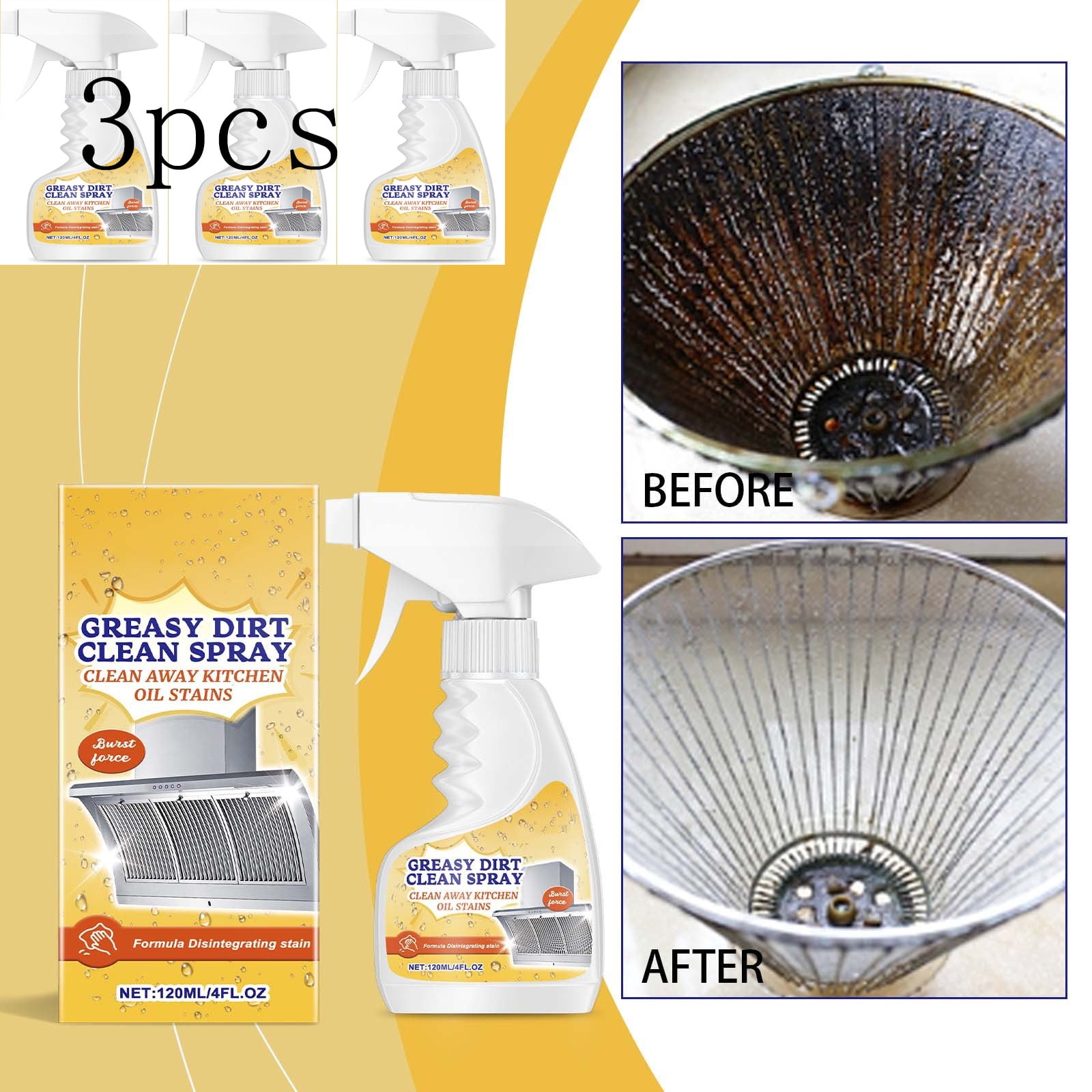 3pc kitchen Grease Cleaner, Kitchen Heavy Duty Cleaner, Kitchen Pot and ...