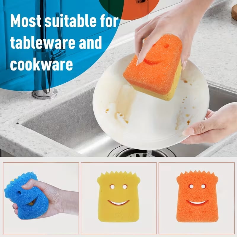 3pc, sponge double-sided temperature-controlled kitchen dishwashing ...