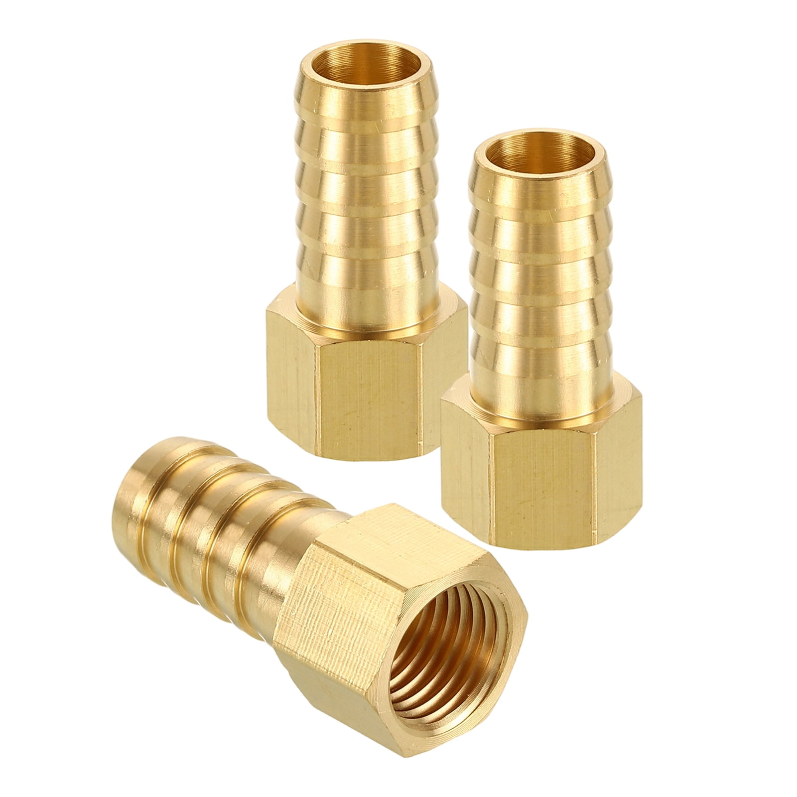 3pcs 1/2" To 1/4" NPT Female Brass Hose Barb Fitting Metals Splicer ...