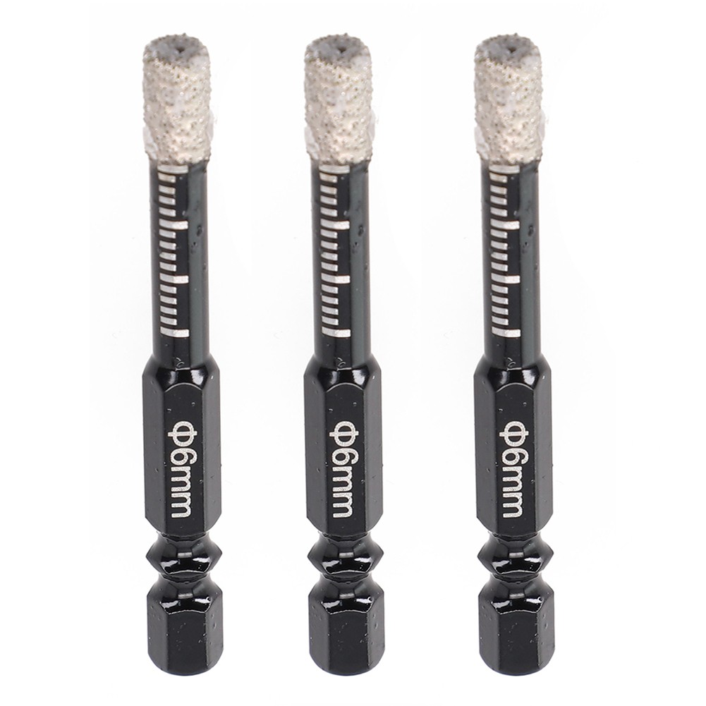 3pcs 1/4 Hex Handle Vacuum Brazed Diamond Dry Drill Bits Hole Saw ...